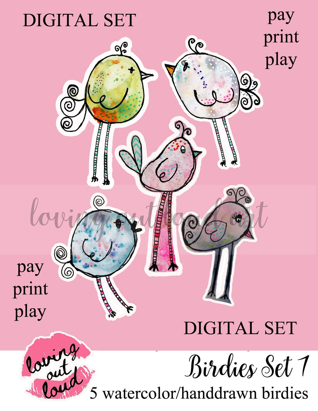 Watercolor Birds Set 1 Doodled Bird Images Art Journaling - Etsy