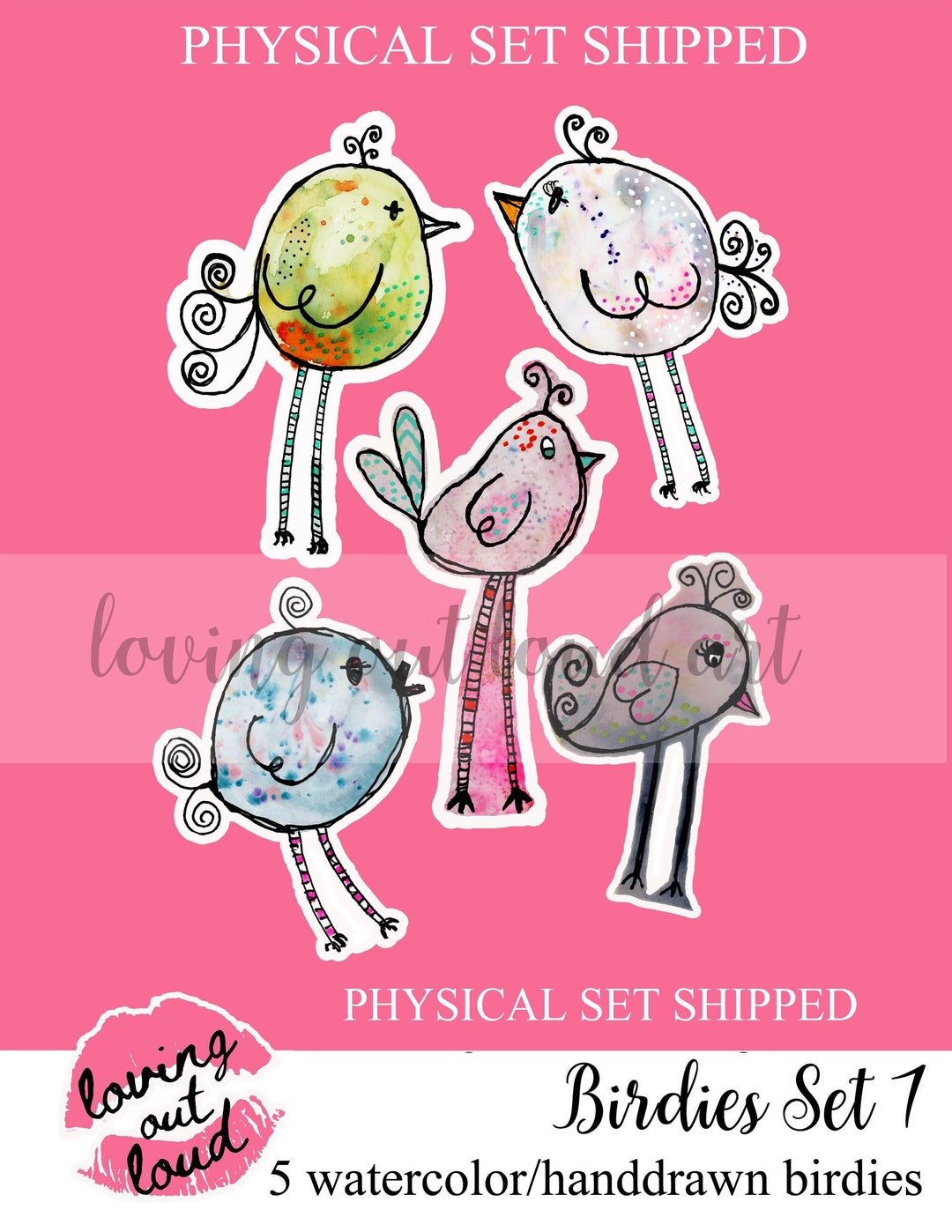 Watercolor Bird Stickers: Doodled Art for Journals (physical Print) - Etsy