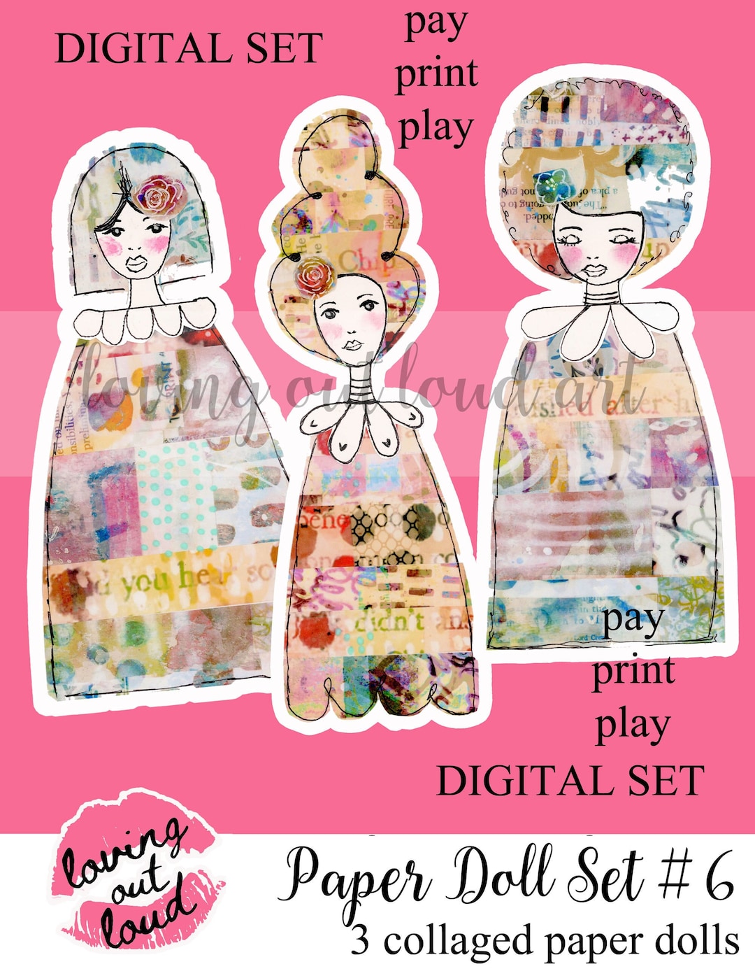 Paper Dolls Collage Sheet Art Dolls Set #6 Mixed Media Paper Dolls Art ...