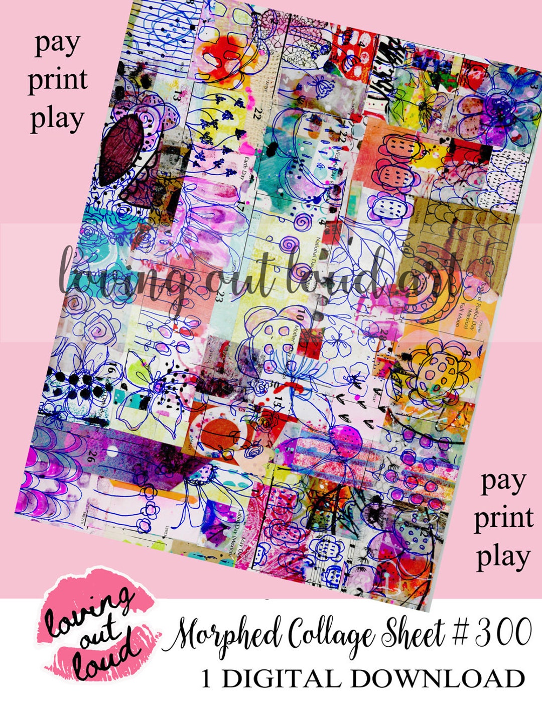 Digital Mixed Media Collage Sheet #300 Mixed Media Collage Art Collage ...