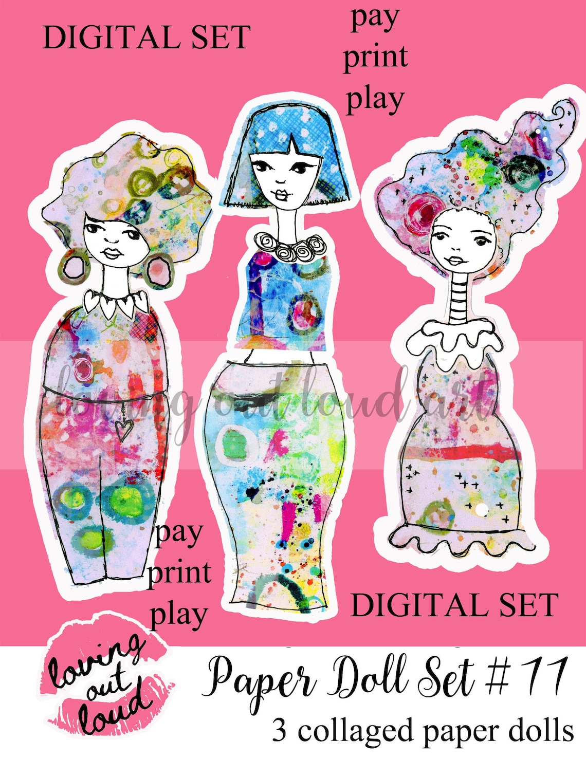 Paper Dolls Collage Sheet Art Dolls Set 11 Mixed Media Paper - Etsy