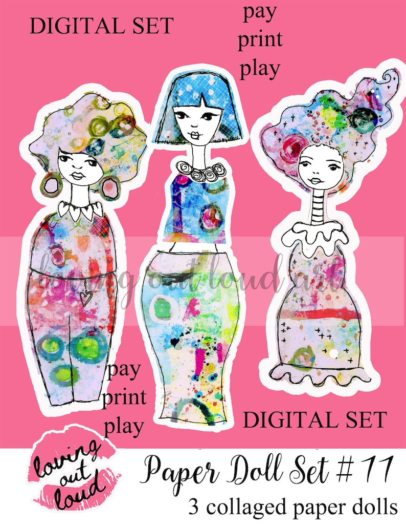Paper Dolls Collage Sheet Art Dolls Set 11 Mixed Media Paper - Etsy