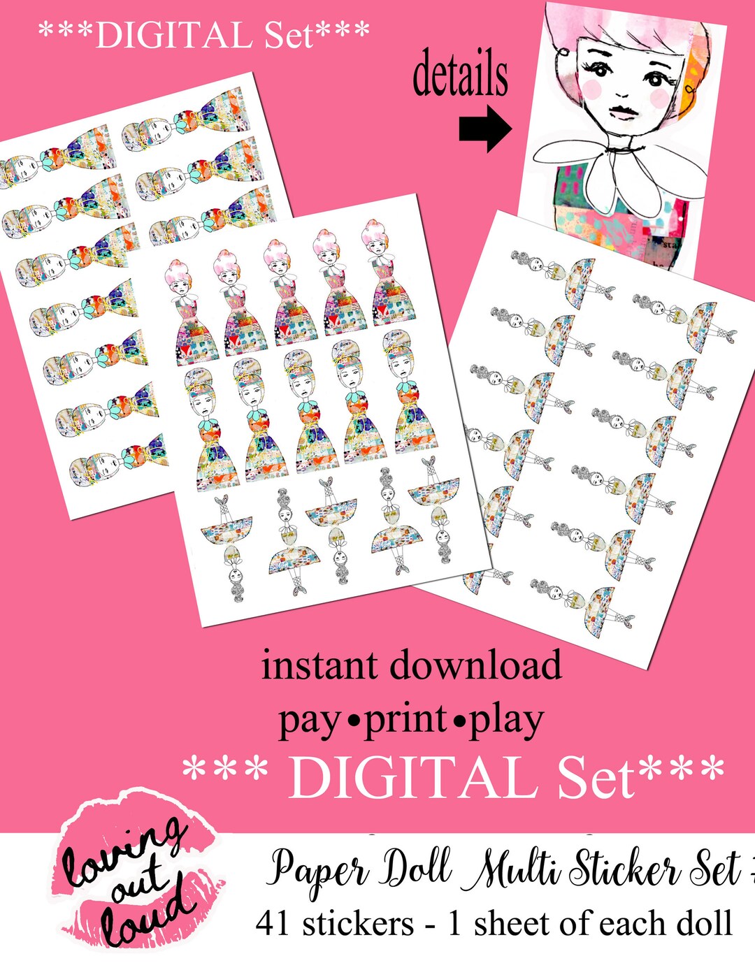 Paper Doll Sticker Set 1 BUNDLE Collage Mixed Media Paper Dolls ...