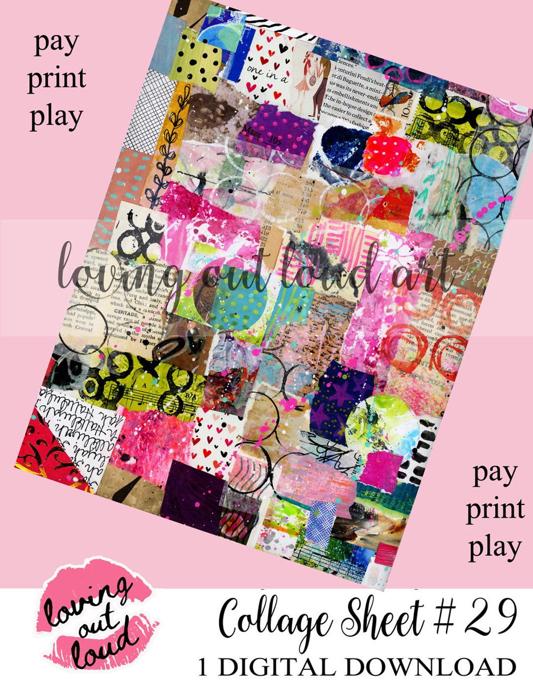 Mixed Media Collage Sheet #29: Art Journaling Paper (digital Download ...
