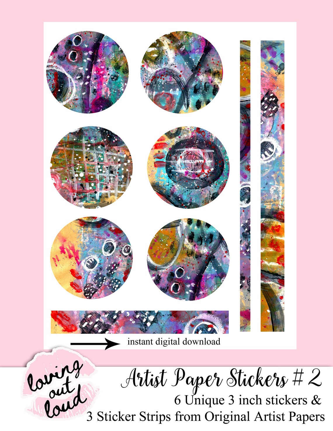 Artist's Papers Stickers Set 2 of 6 3 Stickers & - Etsy