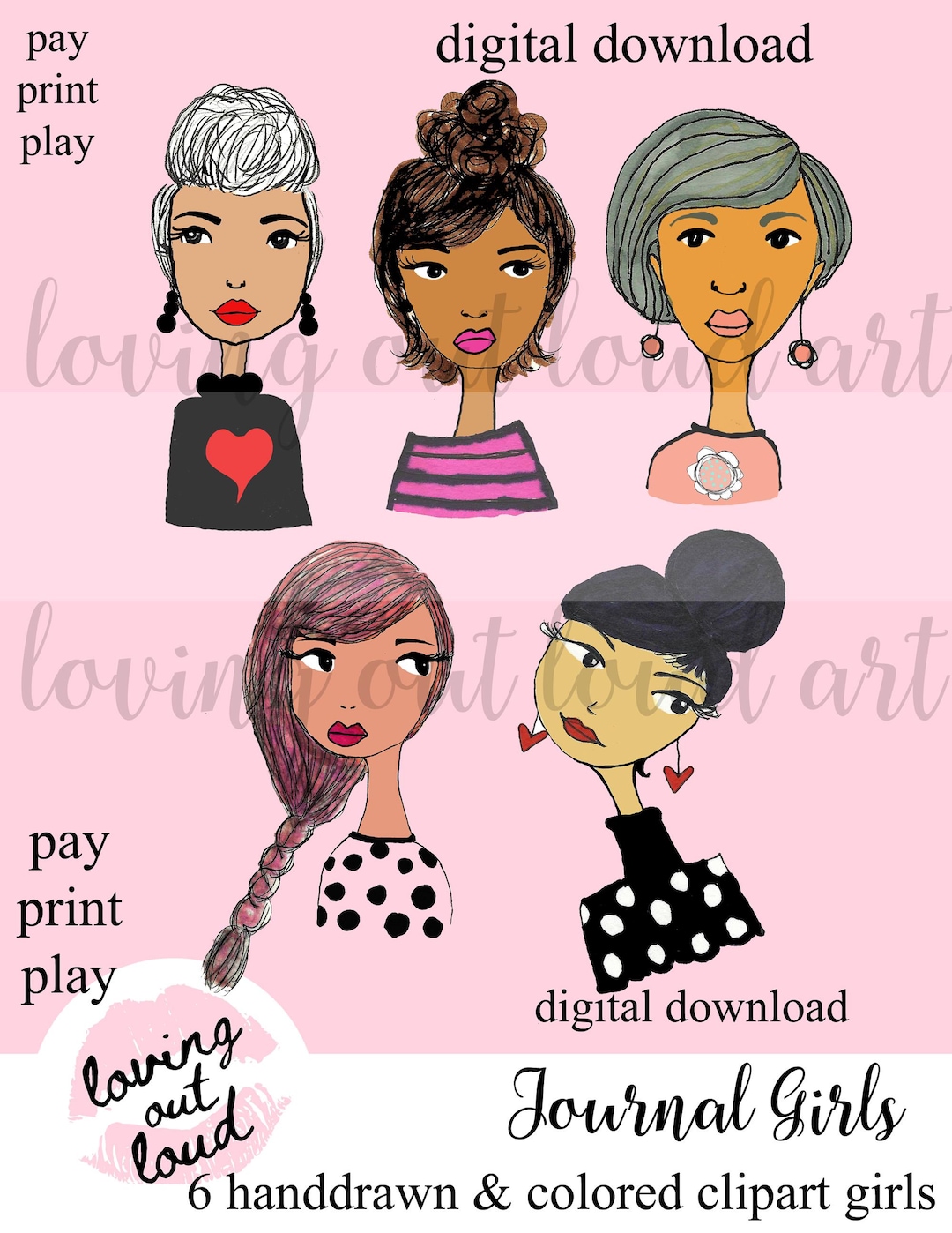 Hand Drawn Faces Collage Elements: Art Journaling (digital Download) - Etsy