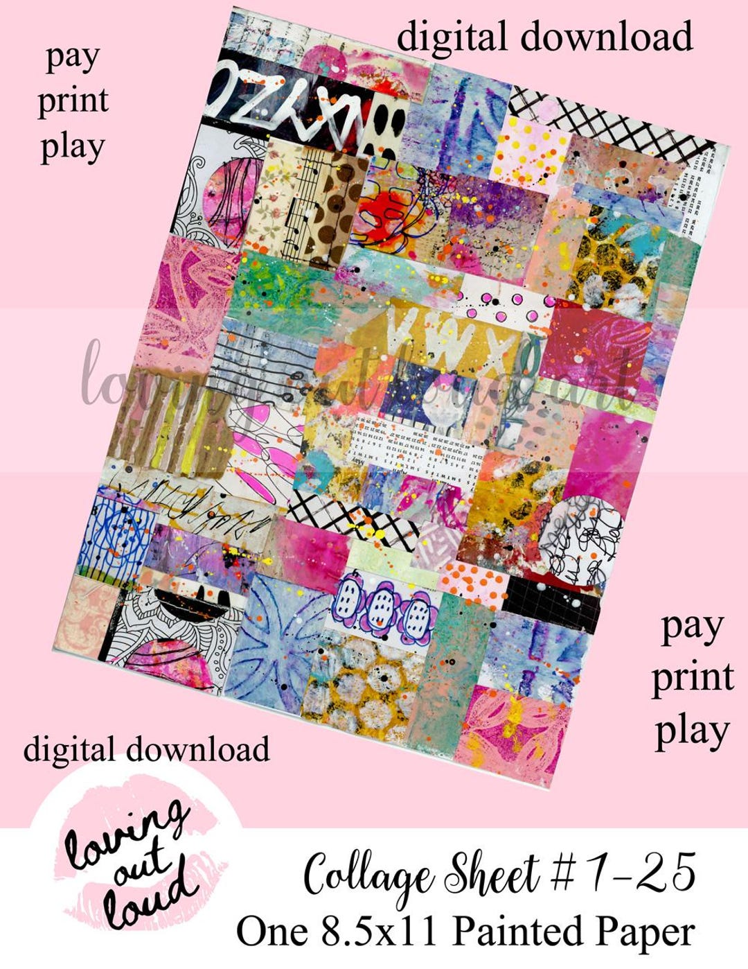 Mixed Media Collage Sheet: Art Journaling Paper Fodder (digital ...