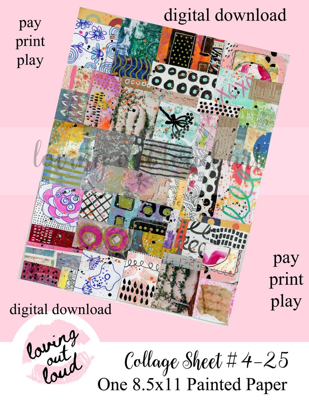Mixed Media Collage Sheet: Painted Paper, Art Journaling (digital ...