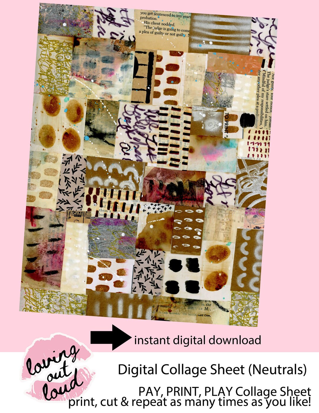 Digital Collage Tear Sheet #1-22 Mixed Media Collage Art Collage Sheet ...