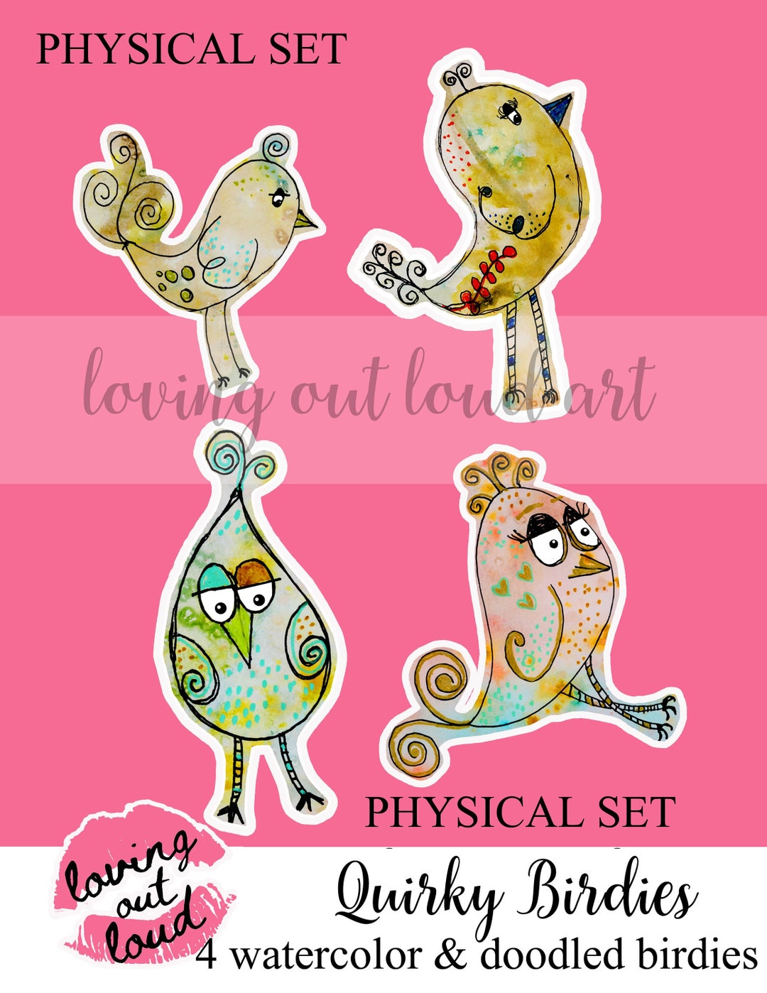 Quirky Bird Stickers: Doodled Art Journal Embellishments (physical ...