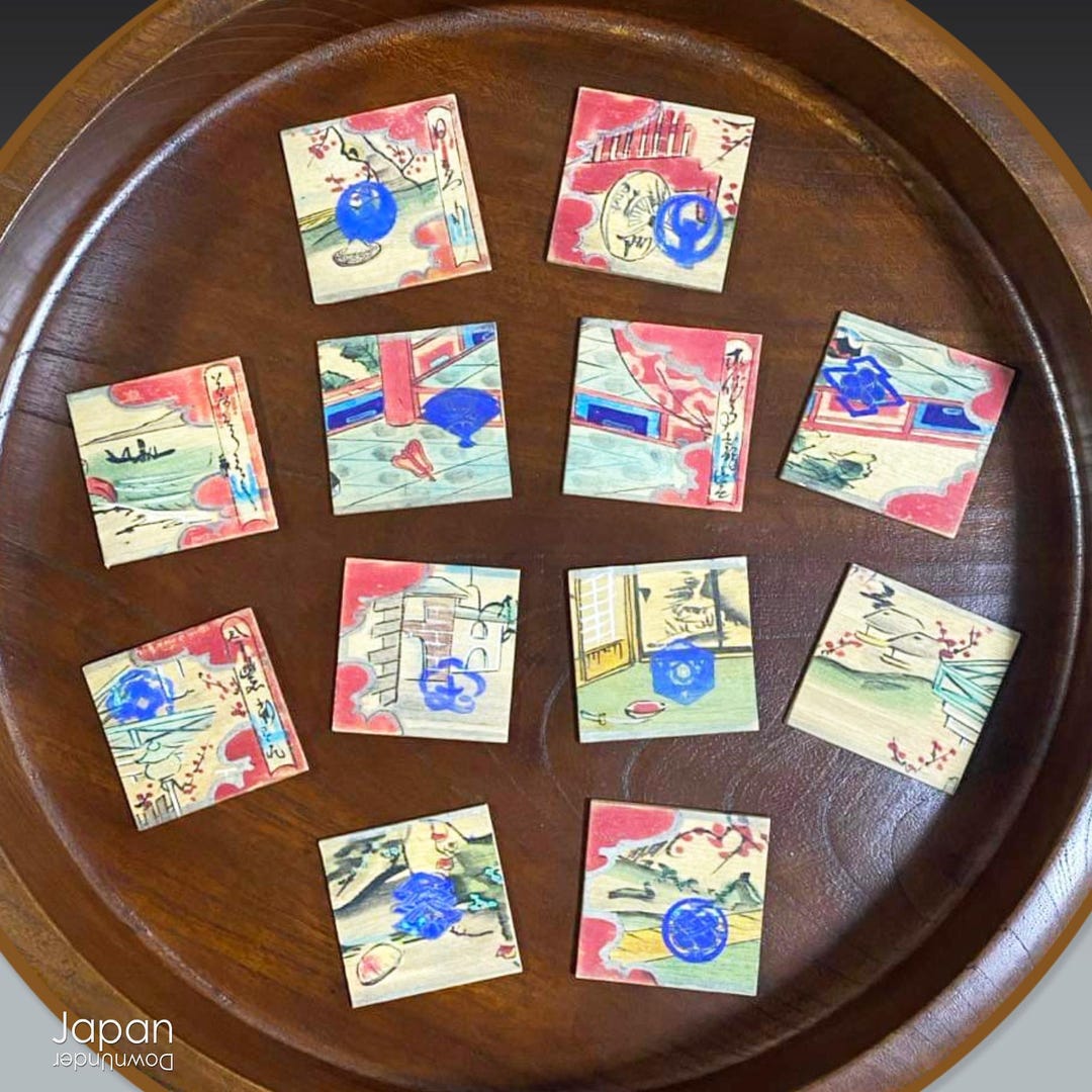 Antique Sashiko Thread Winders, Handpainted Thread Winder With Court ...