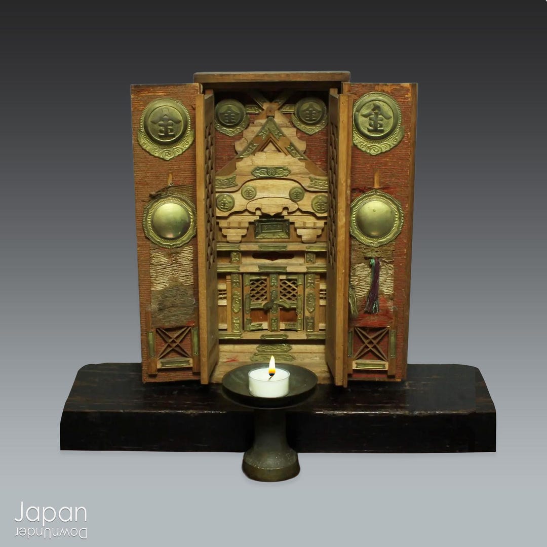 Konpira Kamidana Antique Meiji Era Japanese Household Shrine With Ofuda ...