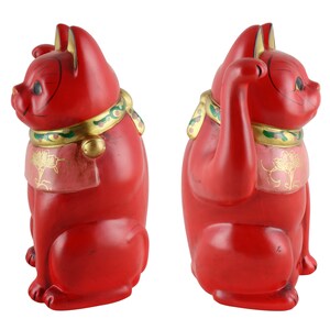 Red Manekineko, Japanese Lucky Cat, Japanese Amulet, Japanese Ceramics ...
