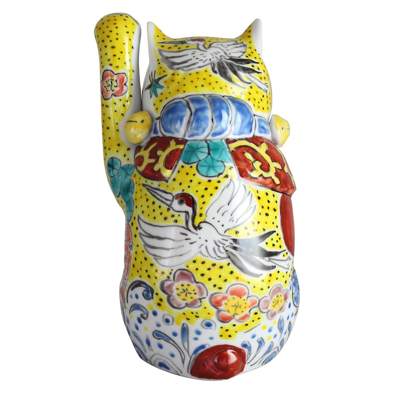 Kutani Maneki Neko Lucky Cat: Vintage Japanese Figurine, Fortune Decor ...