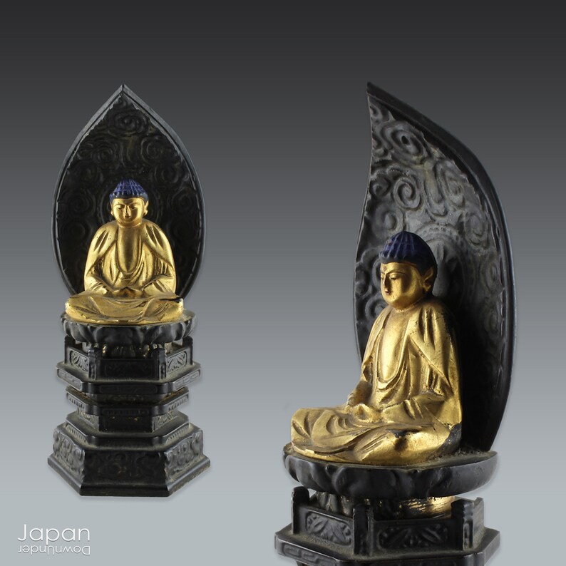 Vintage Japanese Buddhist Amida Nyorai Statue Gold Gilt and - Etsy