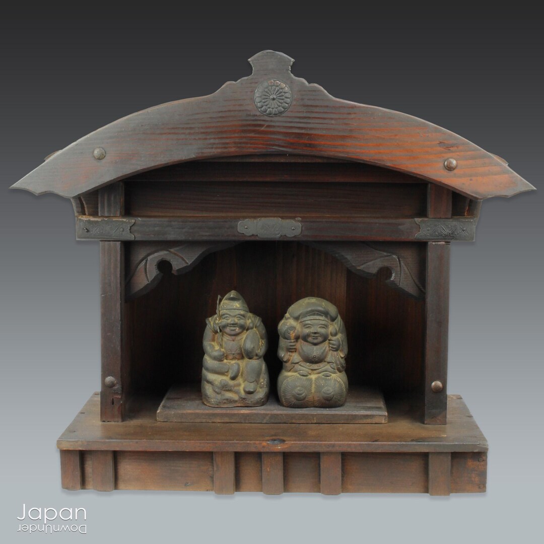 Japanese Antique Kamidana Shinto Shrine With Ebisu and Daikoku Money ...