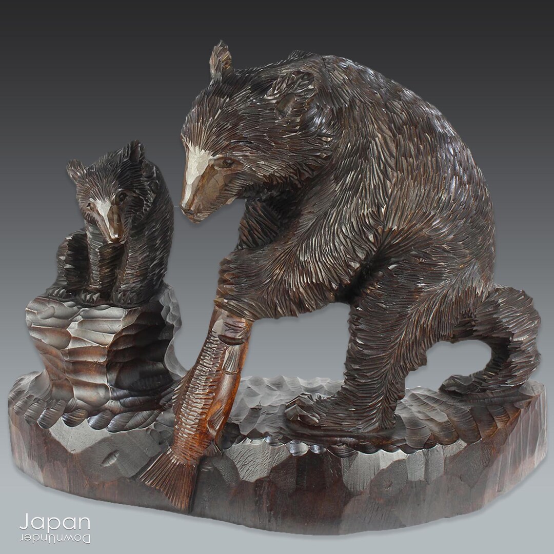 Large Vintage Japanese Bear Sculpture - Ainu Wood Carving Folk Art - Etsy