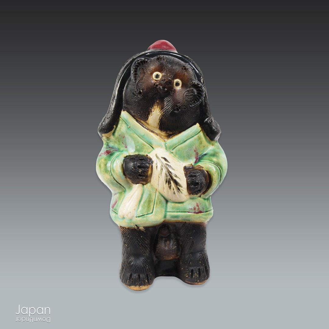 12 Inch Vintage Japanese Ceramic Tanuki Raccoon Dog in Green Kimono - Etsy