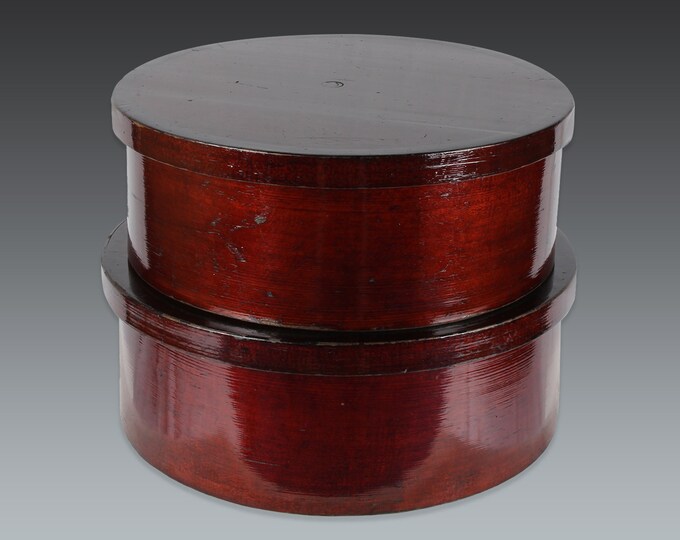 Box 4 and 5, Japanese Antique Round Lacquer Box Set, Kiridame Nesting ...
