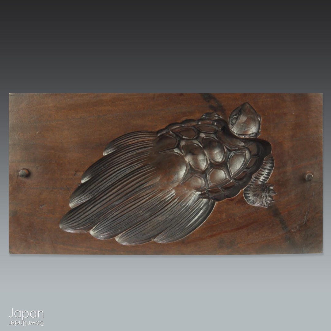 Antique Japanese Kashigata Minogame Turtle Sweet Mold: Folk Art Wall ...