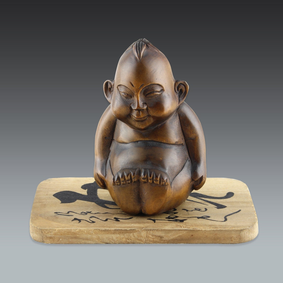 Billiken - Japanese Lucky God Netsuke Toggle, Boxwood Craftsmanship - Etsy