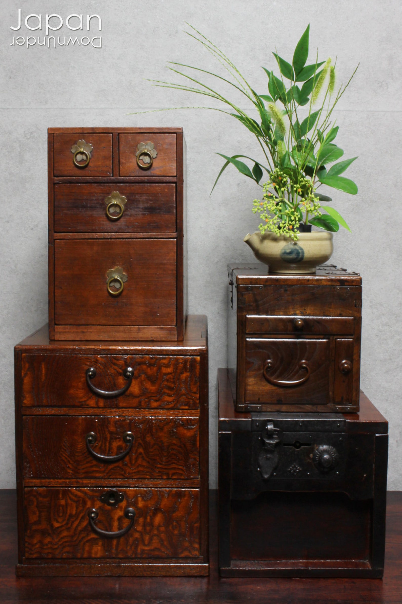 Japanese Antique Chest With Three Small Drawers Taisho Era - Etsy