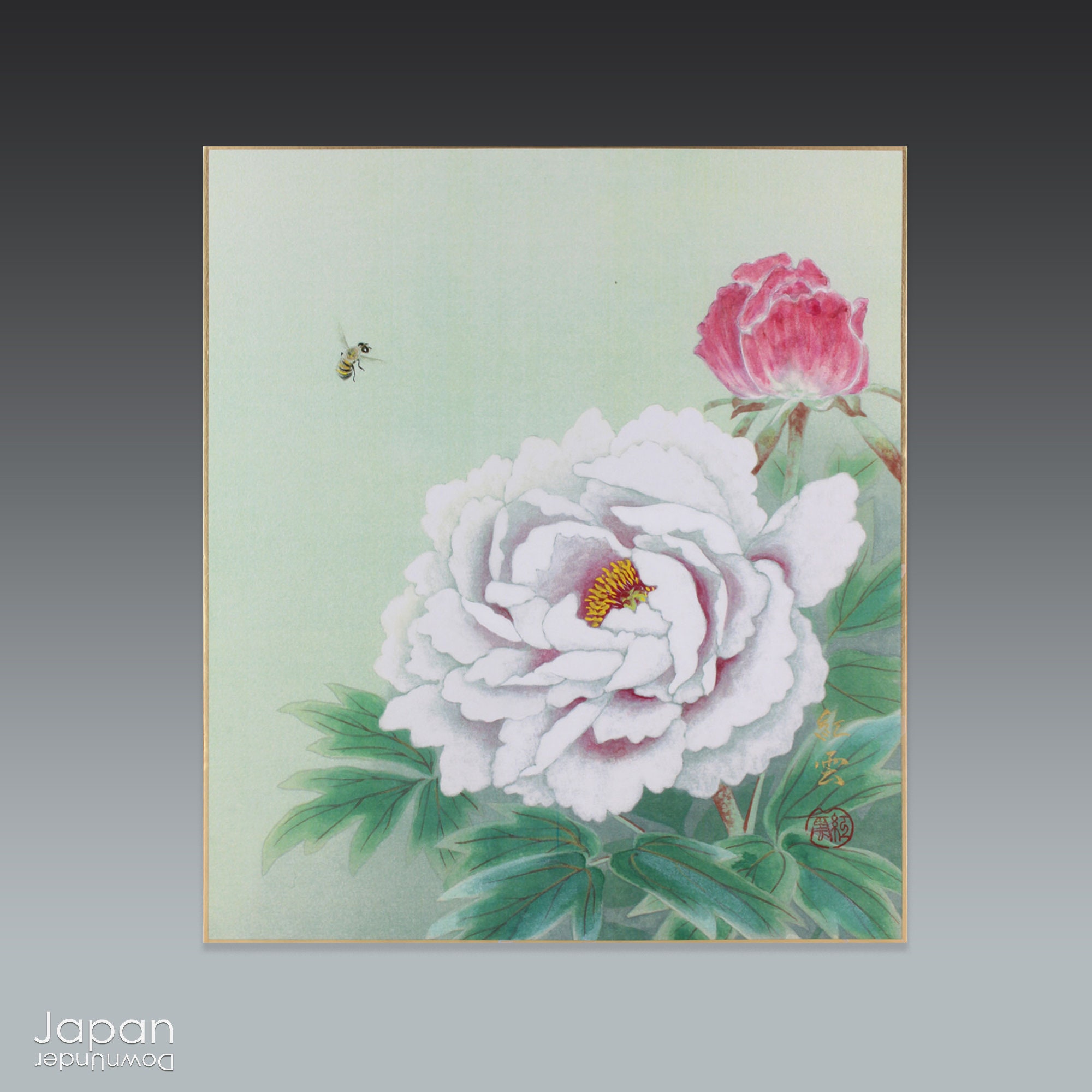 Japanese Peony Painting Six Panel Japanese Peony And Sparrow Scene