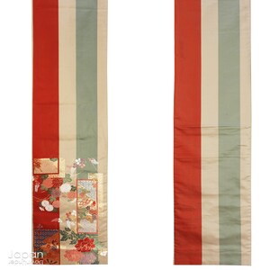 Beige Red and Green Japanese Vintage Obi With Chrysanthemums - Etsy