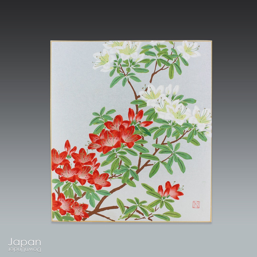 Shikishi Board, Azalea Print, Japanese Art Print, Silk Screen Print - Etsy