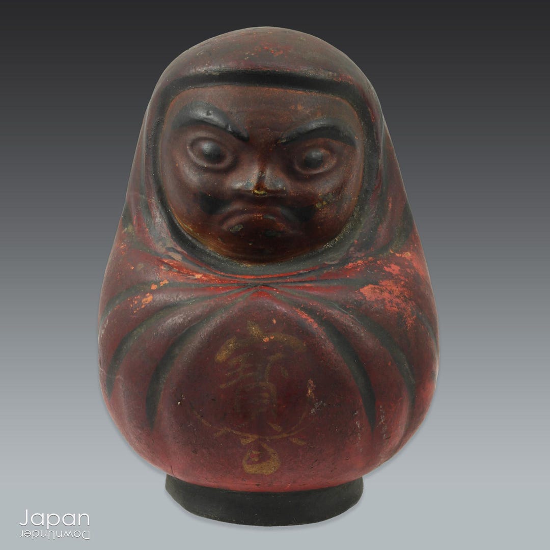 Antique Meiji Daruma Doll Japanese Folk Art: Soot Patina Kamidana ...