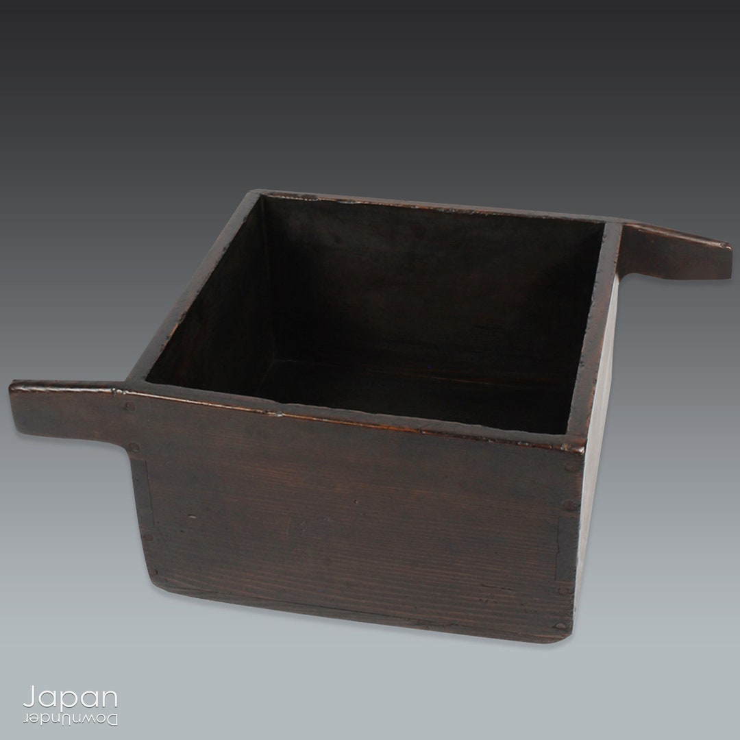 Japanese Antique Wood Masu With Side Handles, Japanese Rice Measure Box ...
