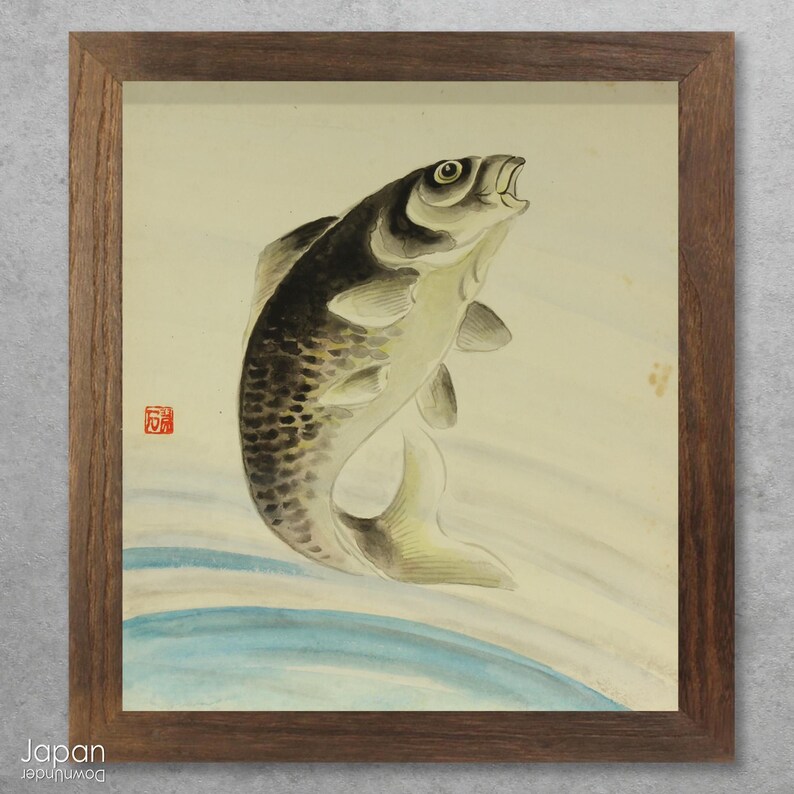 Vintage Koi Fish Painting - Japanese Watercolor Shikishi Art - Etsy