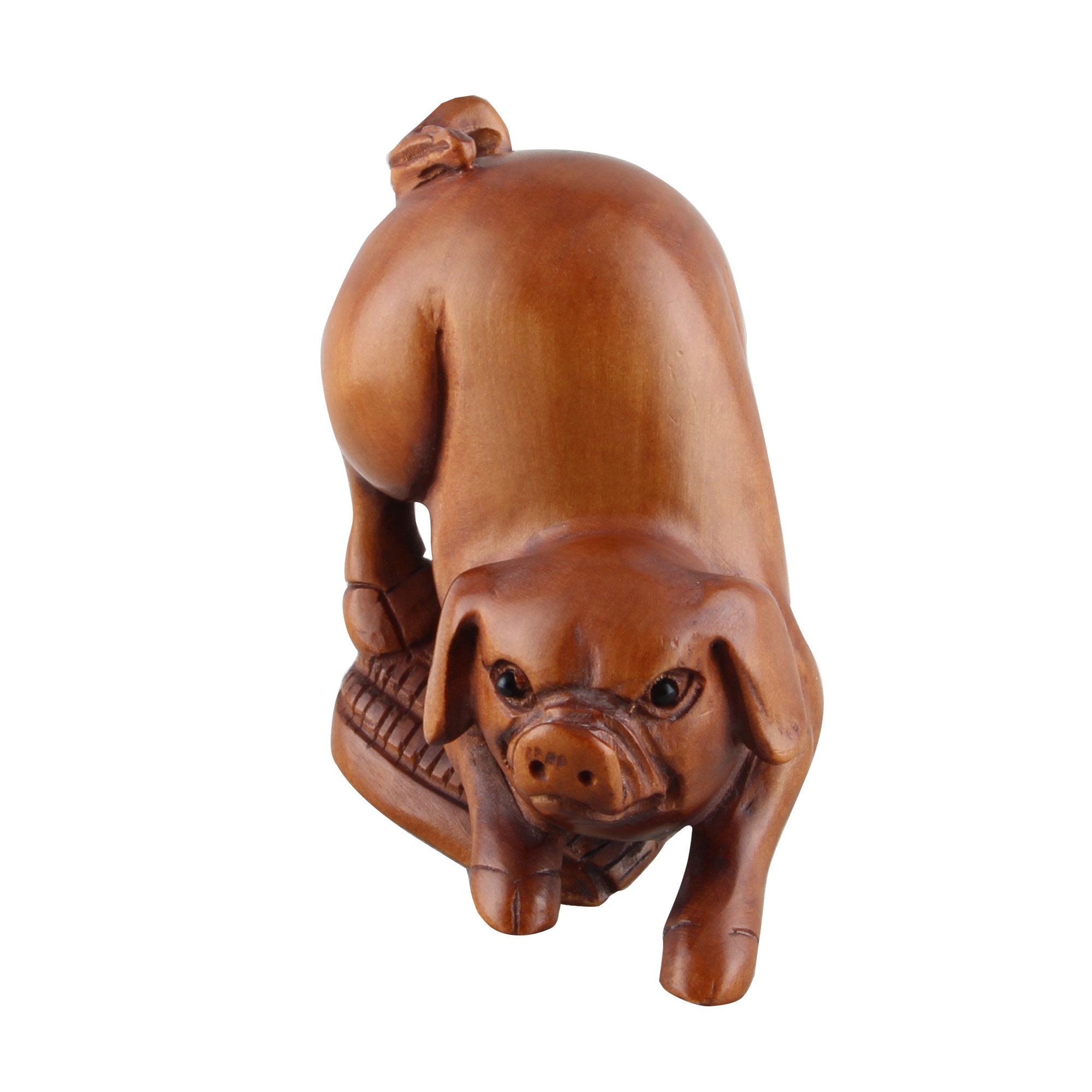 Pig Figurine Japanese Netsuke Hand Carved Netsuke Boxwood | Etsy