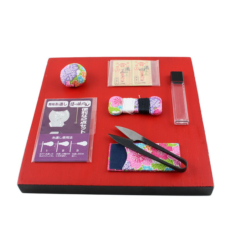 Japanese Sewing Kit Mini Sewing Set Chirimen Fabric Travel - Etsy