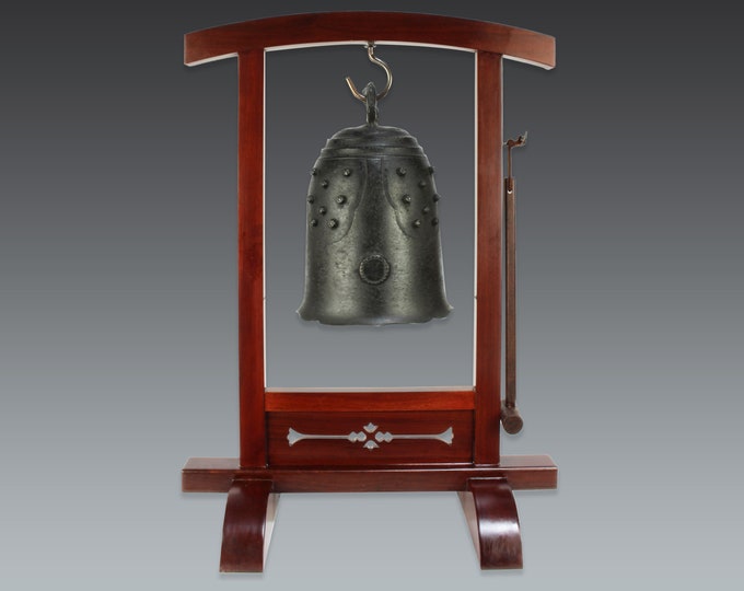 Japanese Vintage Bronze Bell on Stand, Buddhist Summoning Bell, Tea ...