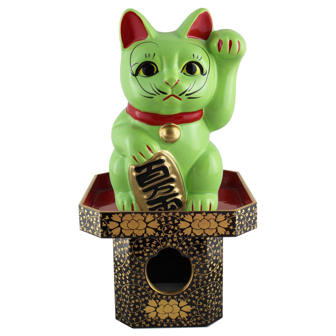 Maneki neko green maneki neko japanese lucky cat japanese | Etsy