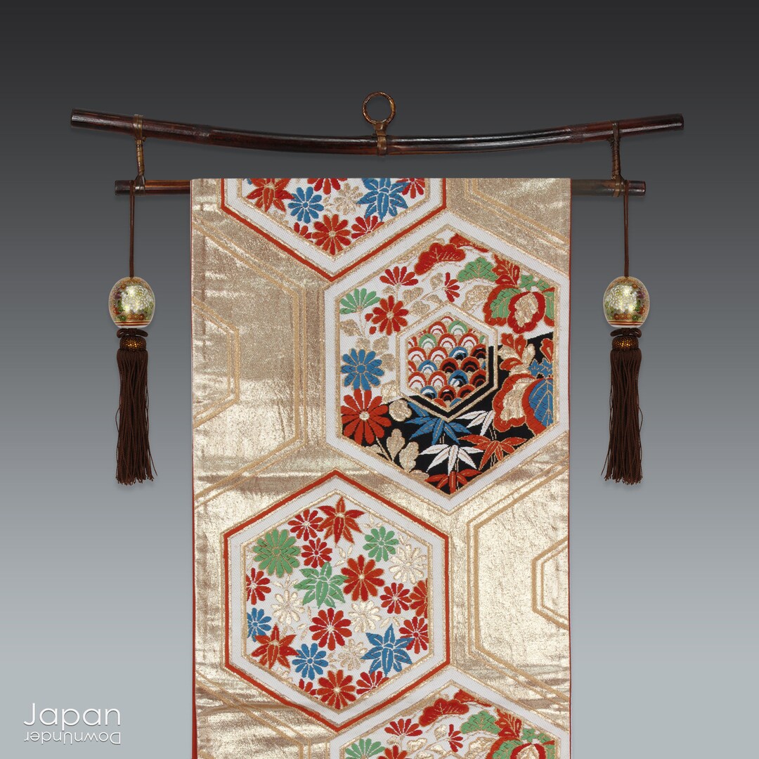 Japanese Obi, Obi Sash, Gold Obi, Tortoiseshell Obi, Obi Wall Hanging ...