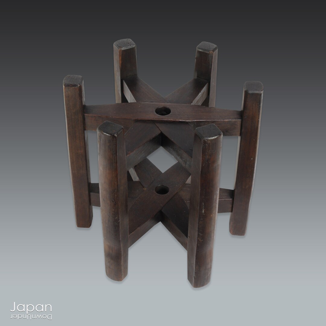 Japanese Antique Silk Thread Spool, Itomaki, Wood Bobbin, Wood Stand ...