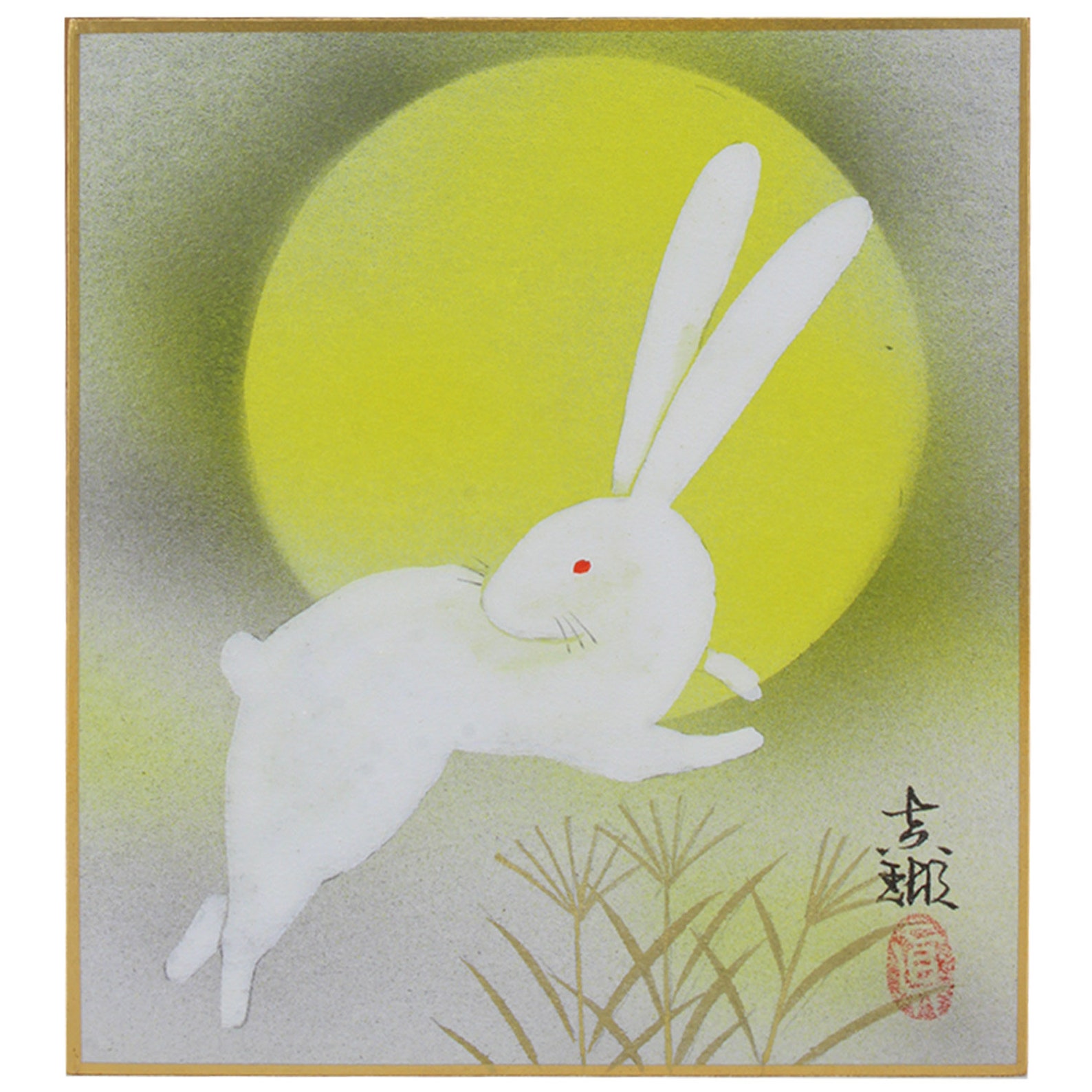 Rabbit Watercolor Mini Shikishi Board Moon Viewing Festival | Etsy