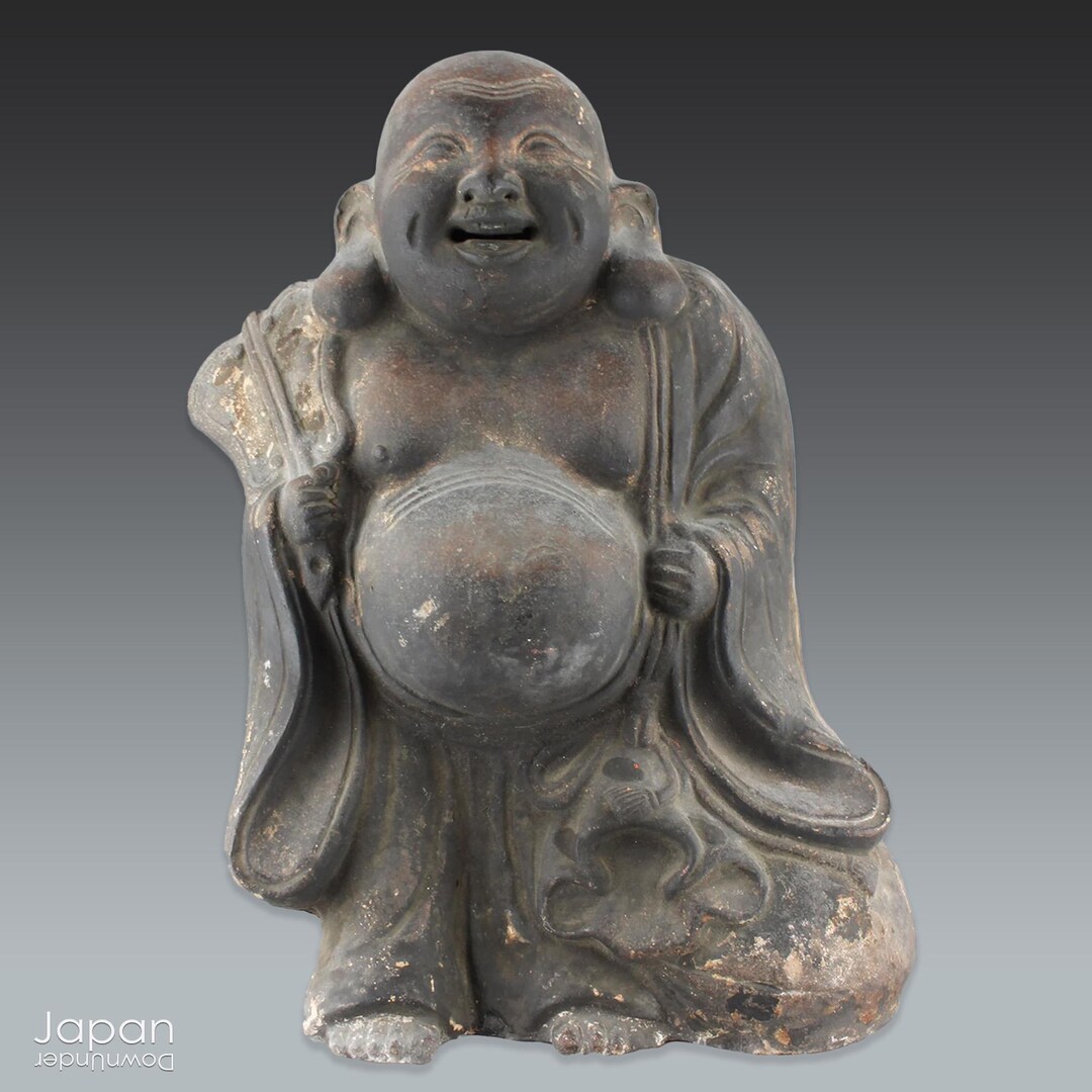 Rare Edo Antique Fushimi Hotei Clay Doll: Wabi Sabi Folk Faith Figure ...
