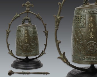Japanese Bronze Bell With Wood Mallet, Buddhist Summoning Bell, Tea ...