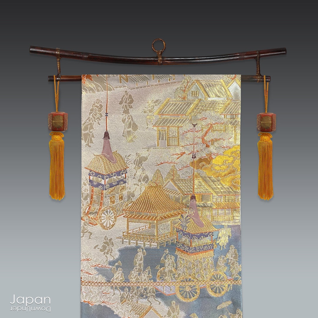 Japanese Vintage Obi, Kyoto Gion Festival Obi With Floats and Temples ...