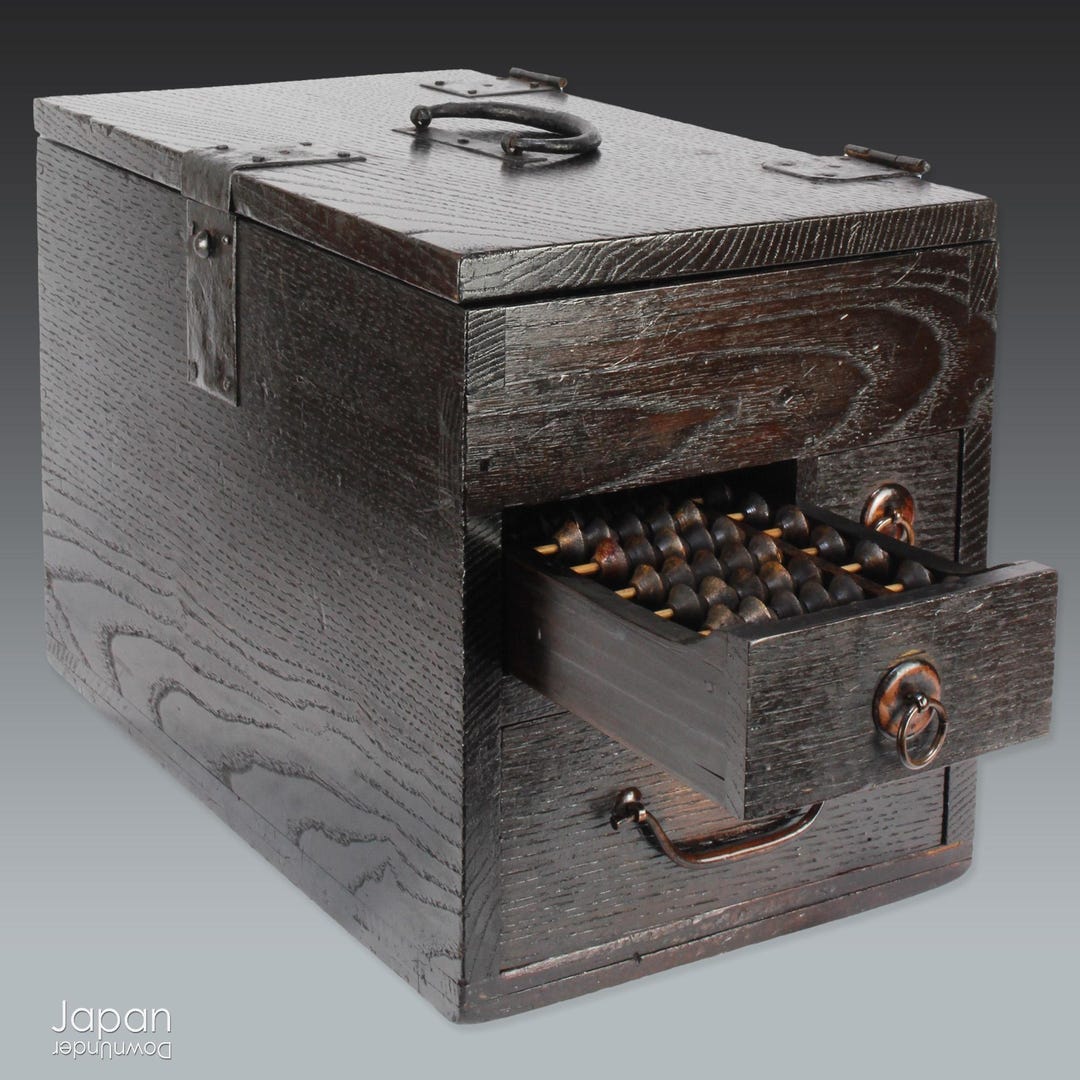 Antique Japanese Calligraphy Writing Box - Rustic Wood Japanese Chest ...