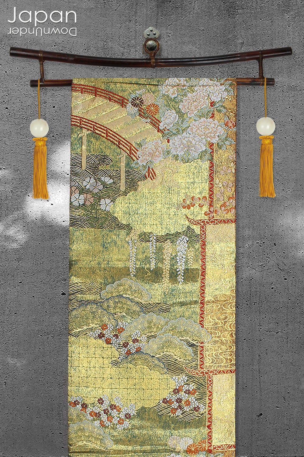 Vintage Japanese Obi With Pine Trees Wisteria Chrysanthemum | Etsy