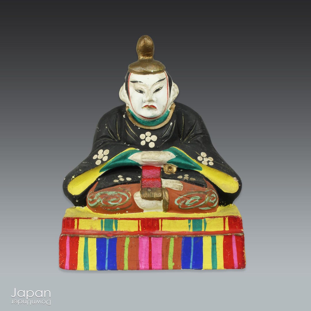 Japanese Antique Tenjin Shinto God Clay Figure, Fushimi Ningyo Tenjin ...