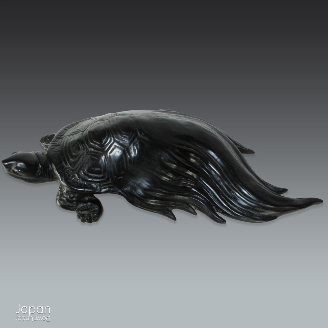 Vintage Japanese Black Slate Minogame Turtle, Nachiguro Turtle ...