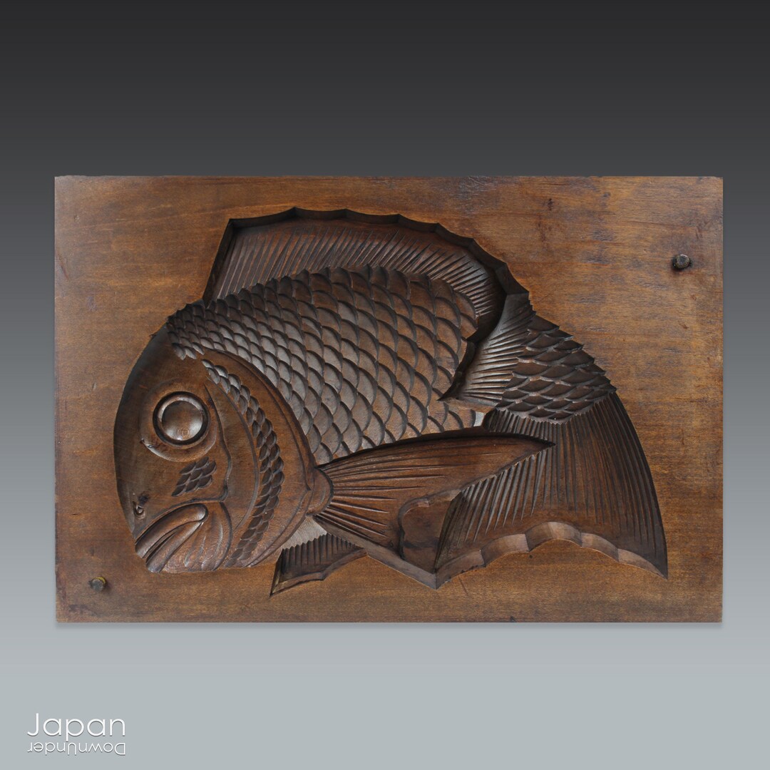 Large Vintage Japanese Lucky Fish Carved Sweet Mold - Rustic Home Decor ...