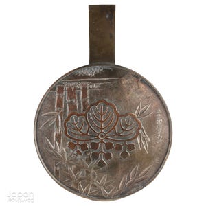 Antique Japanese Bronze Hand Mirror: Paulownia & Bamboo Design - Etsy