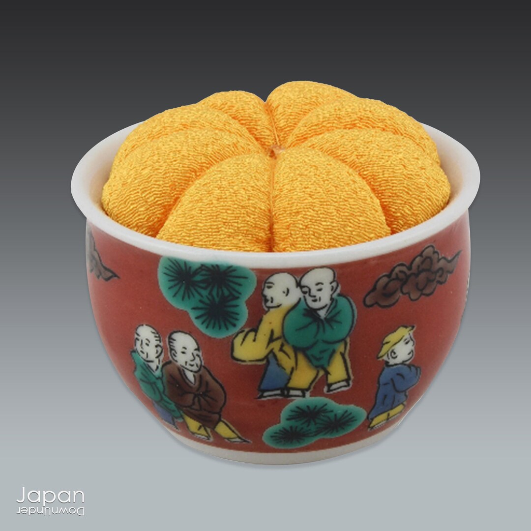 Japanese Pin Cushion, Chirimen Fabric Pin Cushion, Japanese Ceramics ...