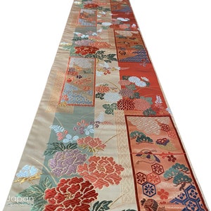 Beige Red and Green Japanese Vintage Obi With Chrysanthemums - Etsy